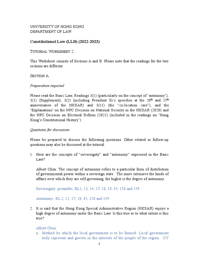 Tutorial2 ConL2022 Note | PDF | Political Law | Public Law