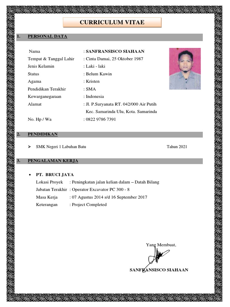 CURRICULUM VITAE SANFRANSISCO BARU_compressed | PDF