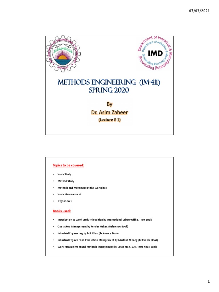 Methods Engineering Lecture 1 | PDF | Industrial Engineering | Factors ... Methods Engineering Lecture 1 | PDF | Industrial Engineering | Factors ...