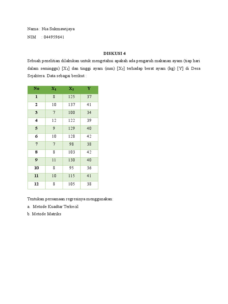 Diskusi 4 - Nia Metode Statistika | PDF