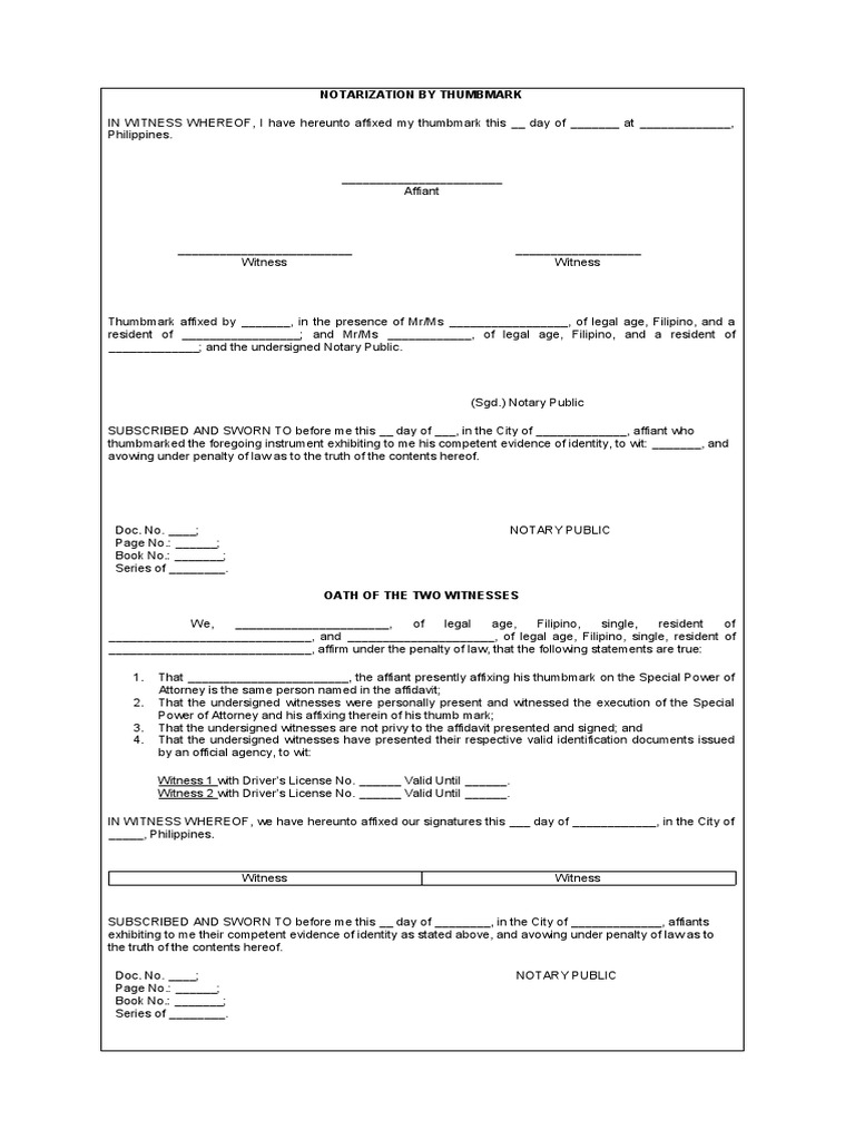 Notarization by Thumbmark | PDF | Affidavit | Legal Documents