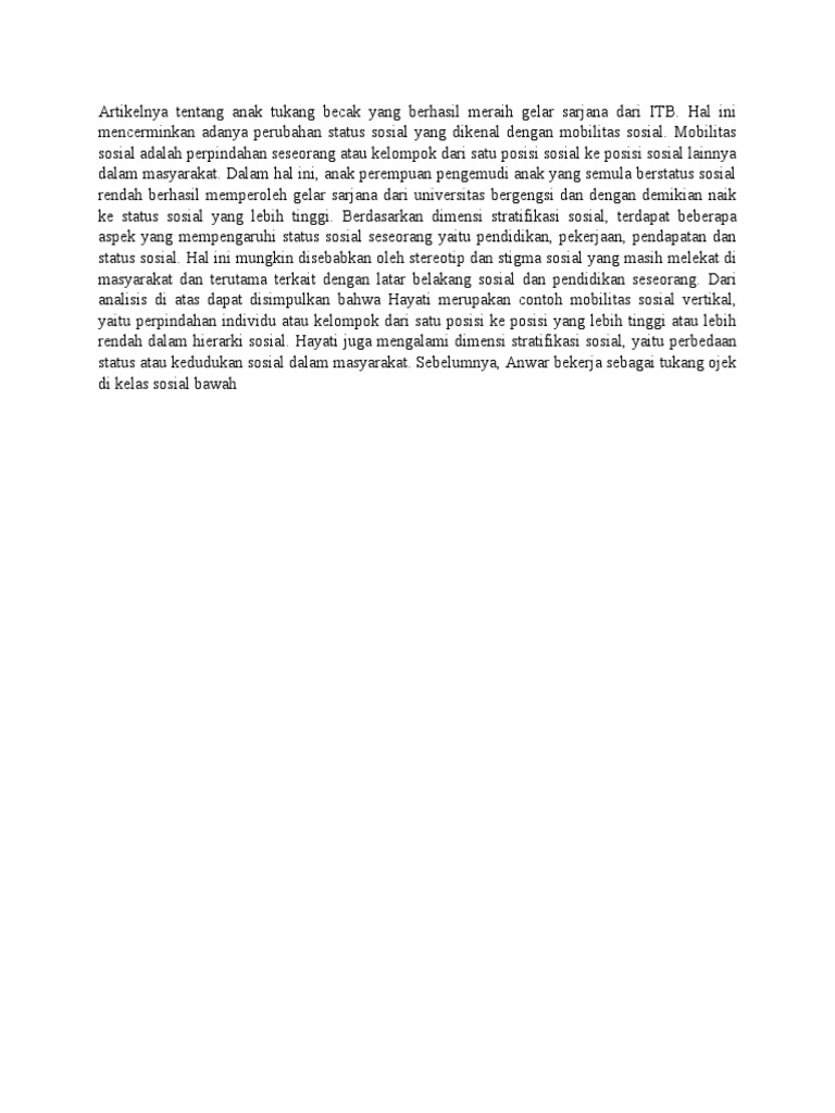 Artikelnya Tentang Anak Tukang Becak Yang Berhasil Meraih Gelar Sarjana Dari ITB | PDF | Politik