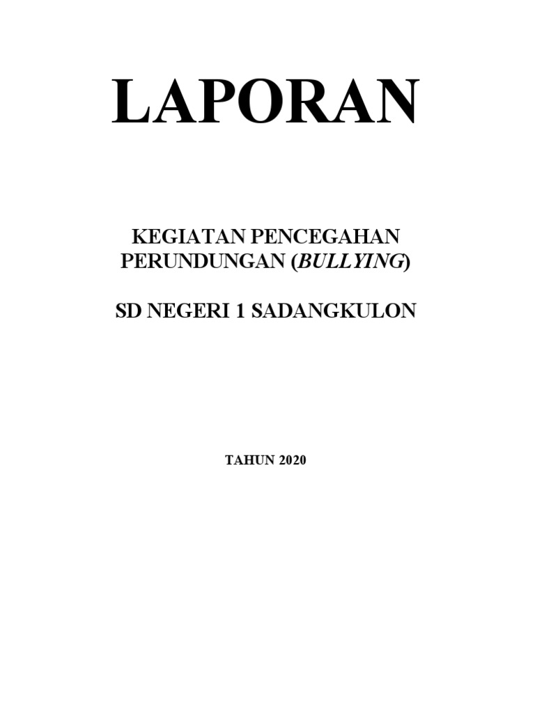Kegiatan Pencegahan Perundungan (Bullying) 2020 | PDF