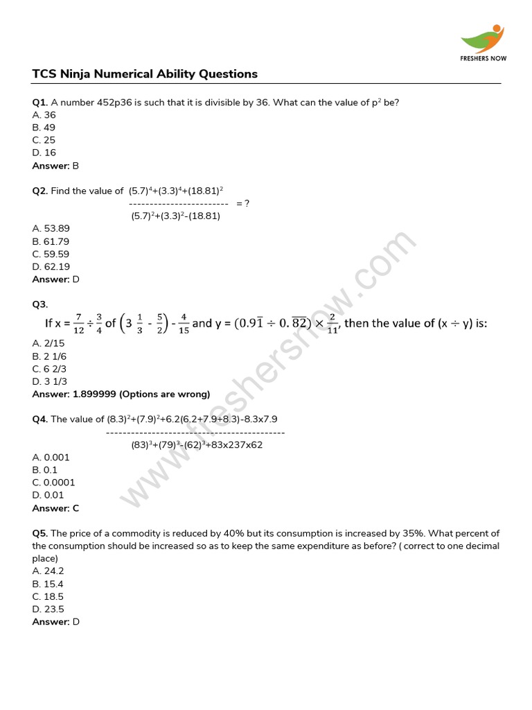 TCS NQT 13th September 2021 Slot 1 Question Paper | PDF | Interest