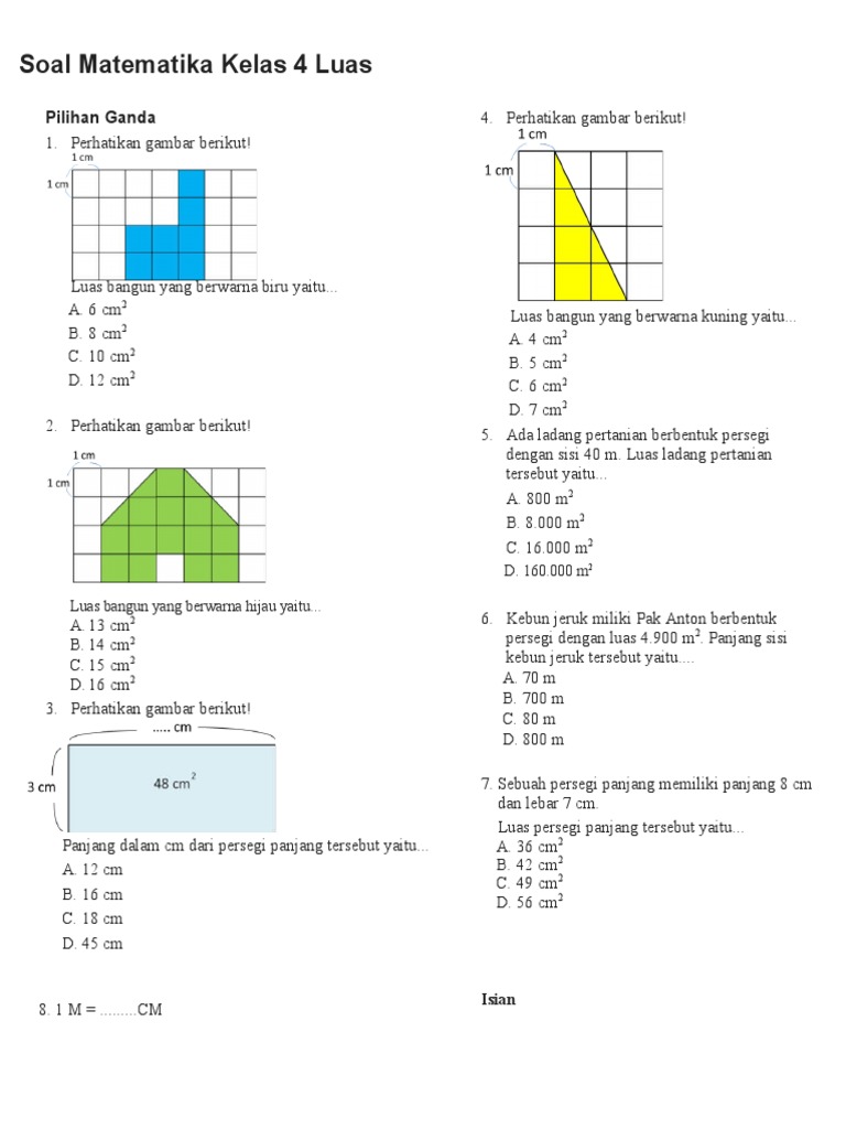 Soal Matematika Kelas 4 Luas | PDF