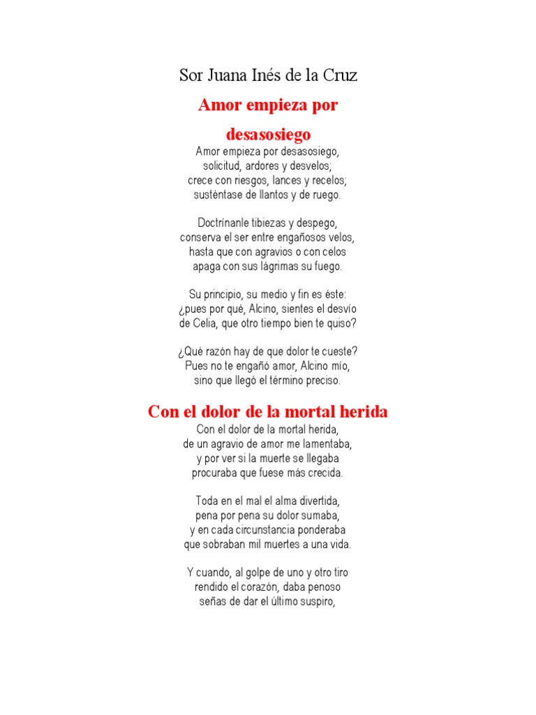 Poemas de amor de Sor Juana Inés | PDF | Amor | Caballero