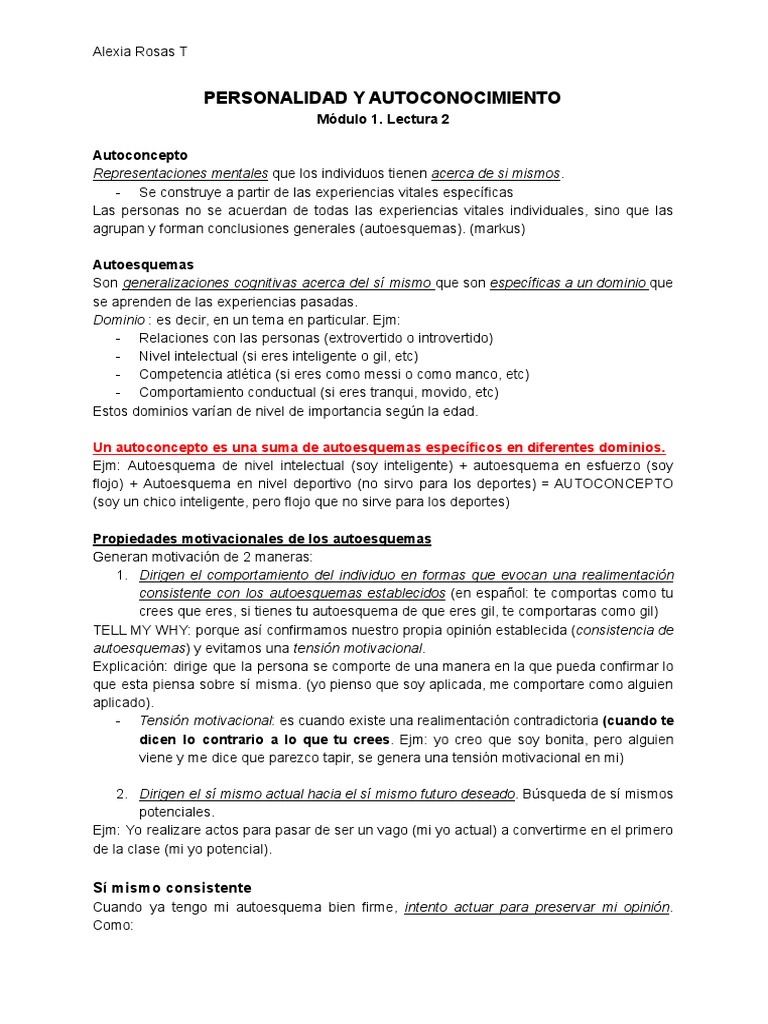 Modulo 1.lectura 2 - Personalidad y Autoconocimiento | PDF ...