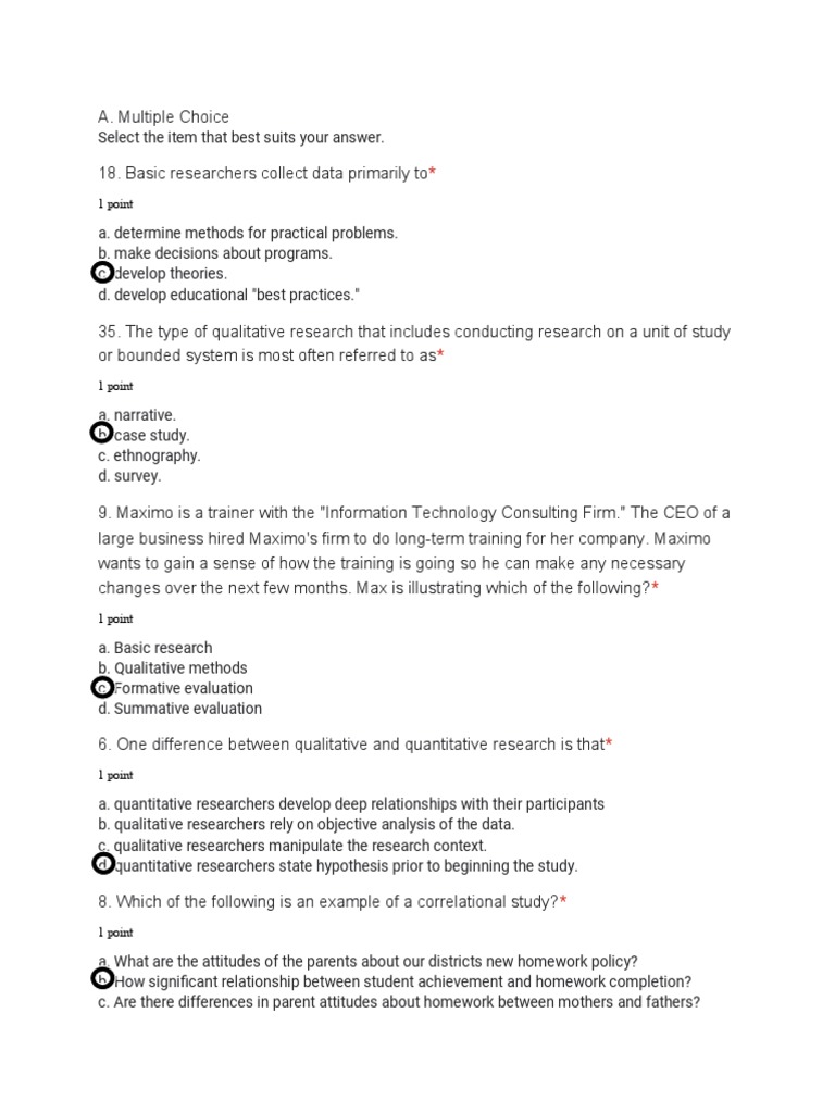 CASE STUDY 2 Multiple Choice Complete 1 | PDF | Survey Methodology | Qualitative Research
