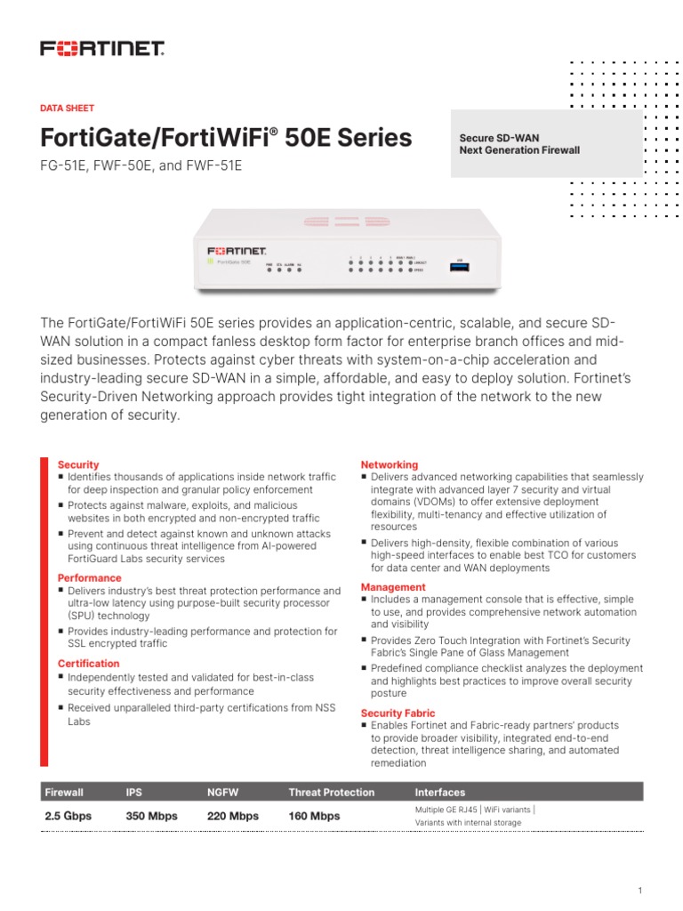 FortiGate FortiWiFi 50E Series | PDF | Security | Computer Security