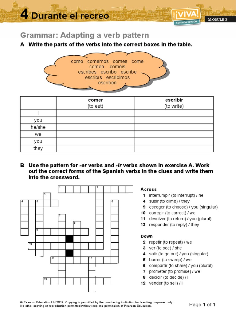 Adapting A Verb Pattern - Present Tense Que Haces Durante El Recreo ...