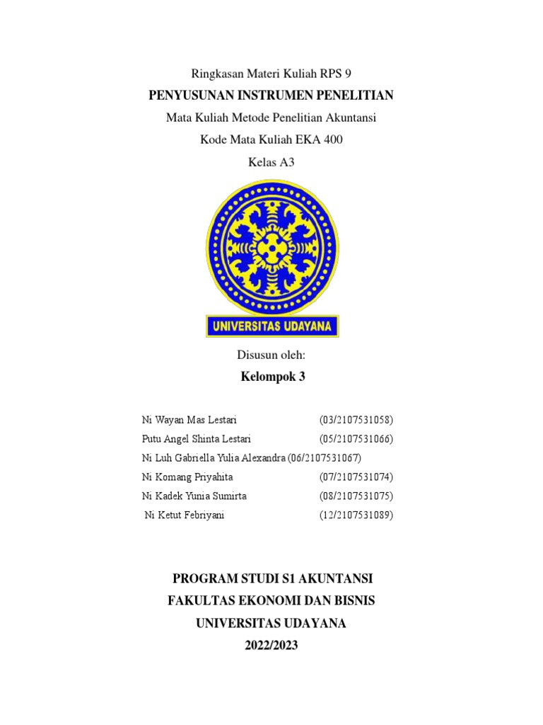 Instrumen Penelitian Akuntansi 2023 | PDF