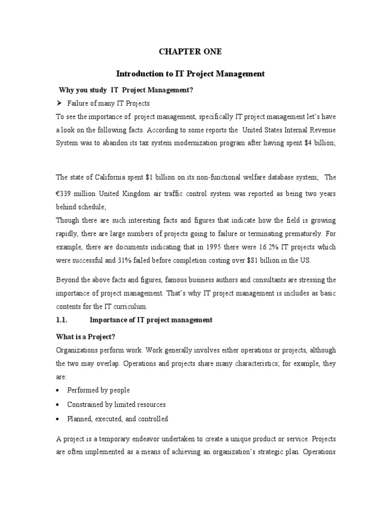 Chapter 1 Introduction to IT Project Management | PDF | Project ...