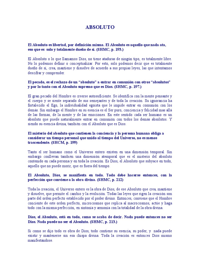 EL ABSOLUTO Algunas Definiciones | PDF | Realidad | Verdad