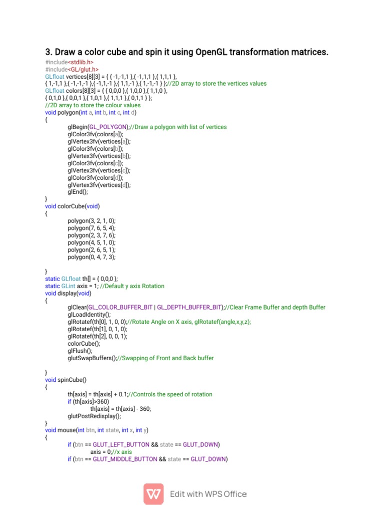 Cube Rotation | PDF | Vertex (Geometry) | Matrix (Mathematics)