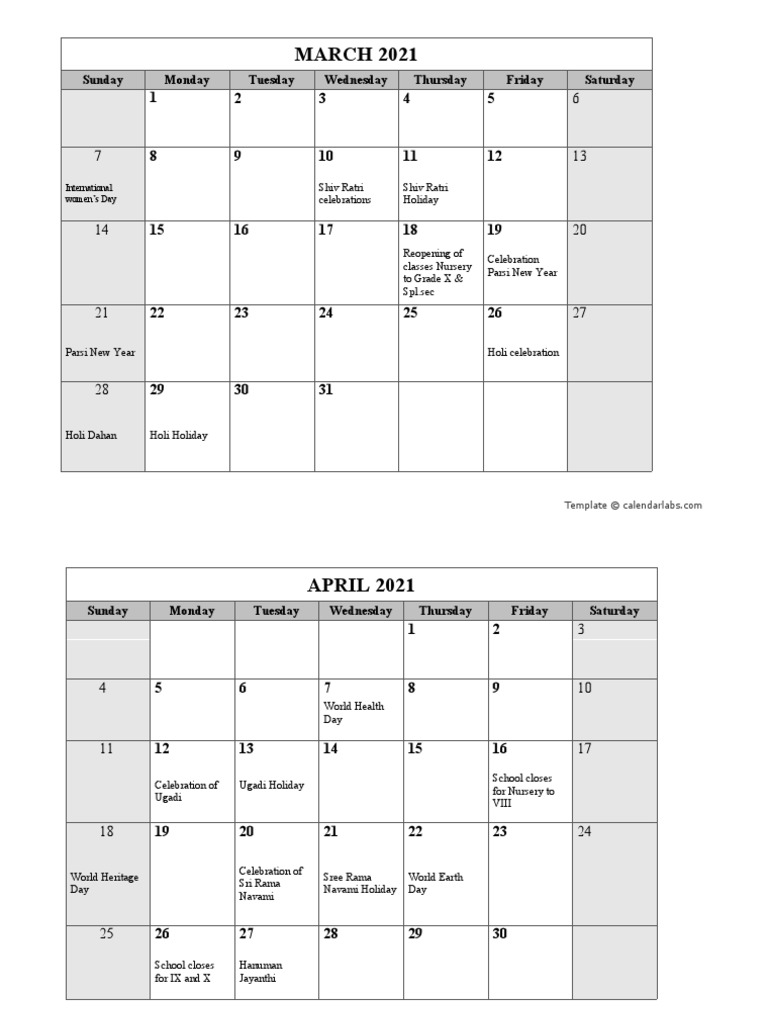 MARCH 2021: Sunday Monday Tuesday Wednesday Thursday Friday Saturday ...