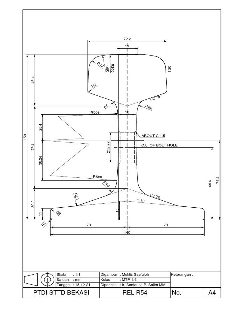Gambar Teknik Rel R54 Layout 1 | PDF