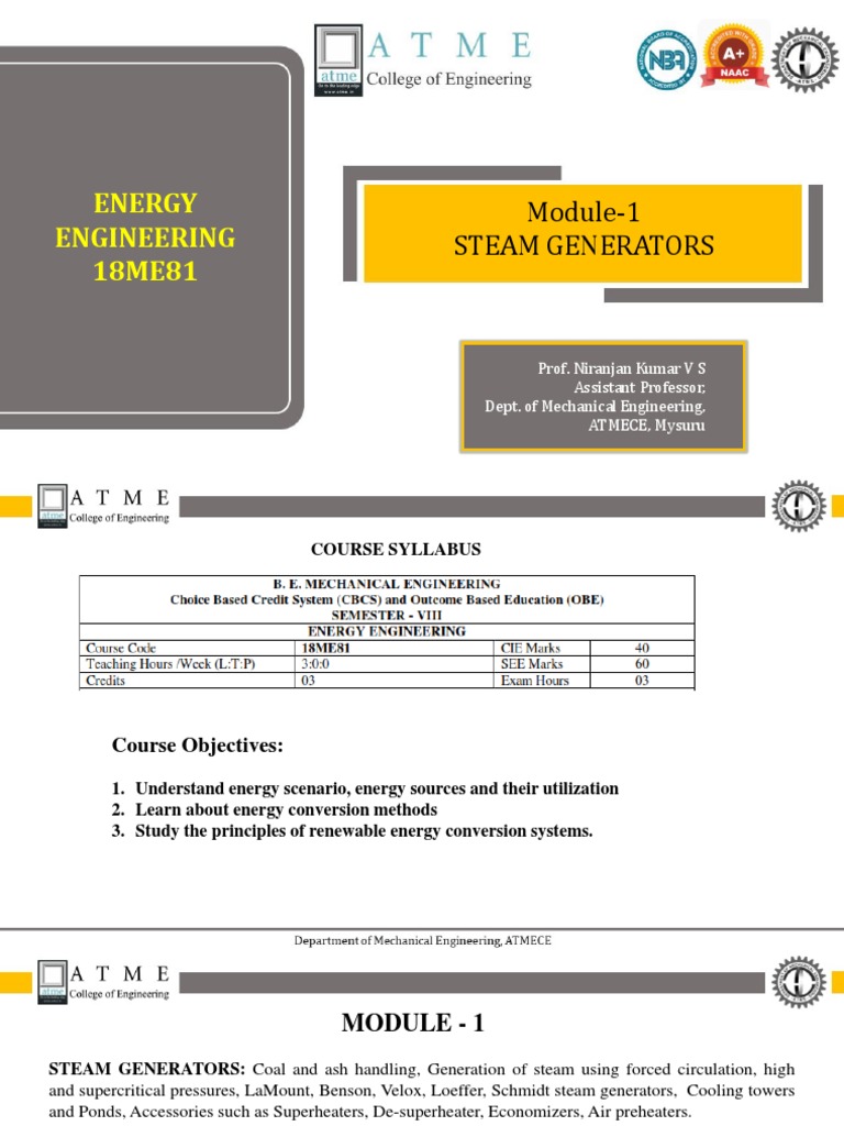 18me81 Energy Engineeringe Module1 | PDF | Boiler | Fuels