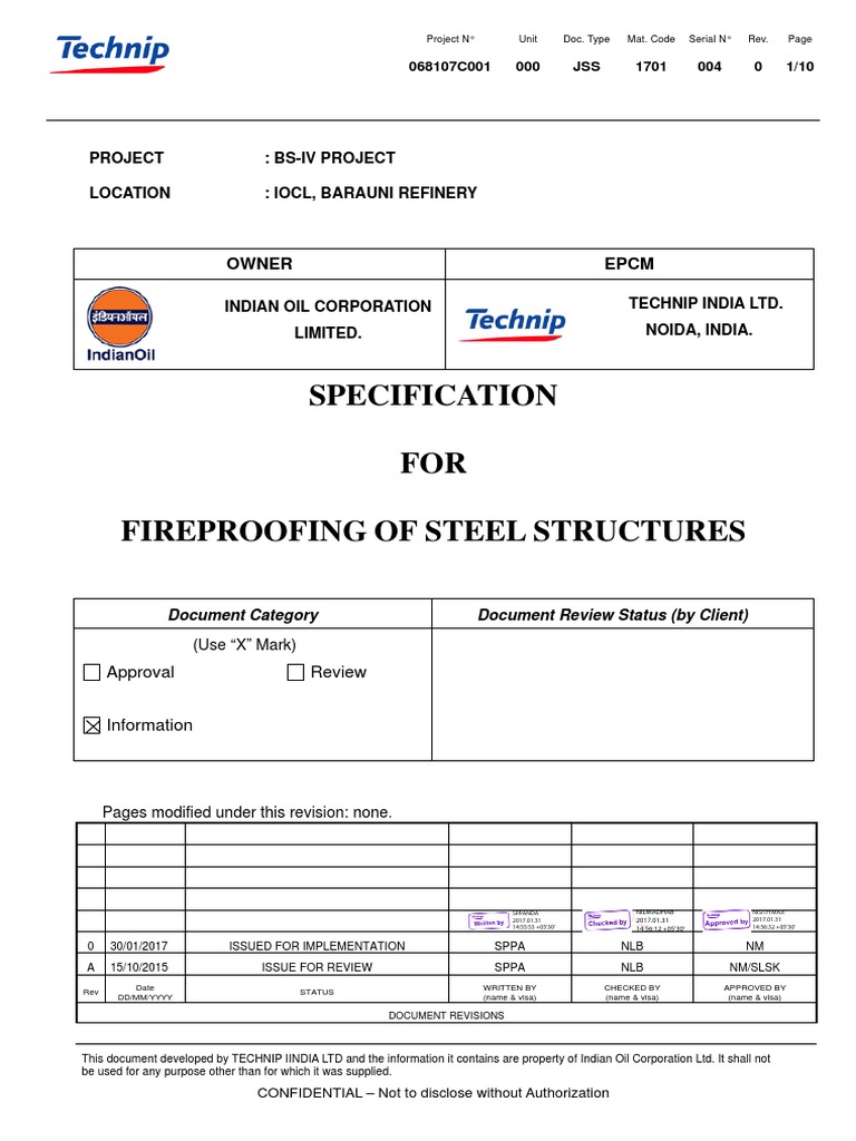 FireProofing Specification | PDF | Structural Steel | Pipe (Fluid Conveyance)