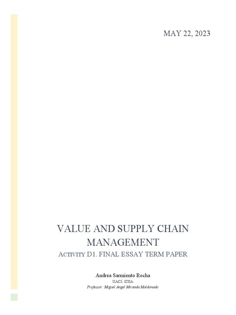 Activity D1. FINAL ESSAY TERM PAPER 181574 | PDF | Scheduling (Computing) | Supply Chain