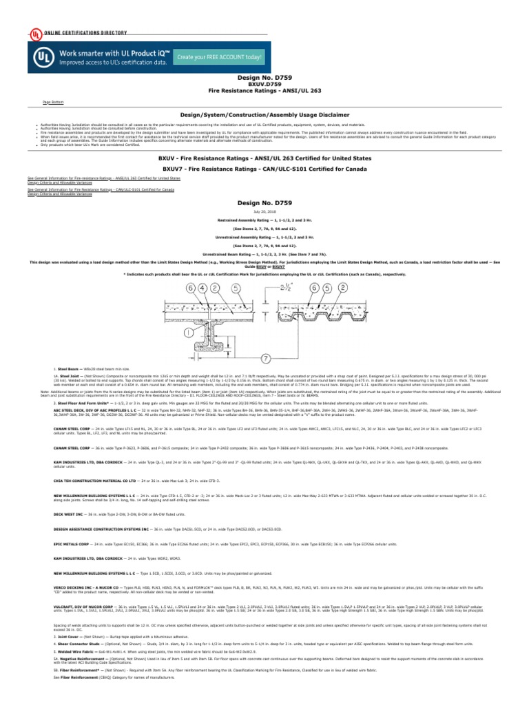 BXUV.D759 - Fire Resistance Ratings - ANSI - UL 263 | PDF