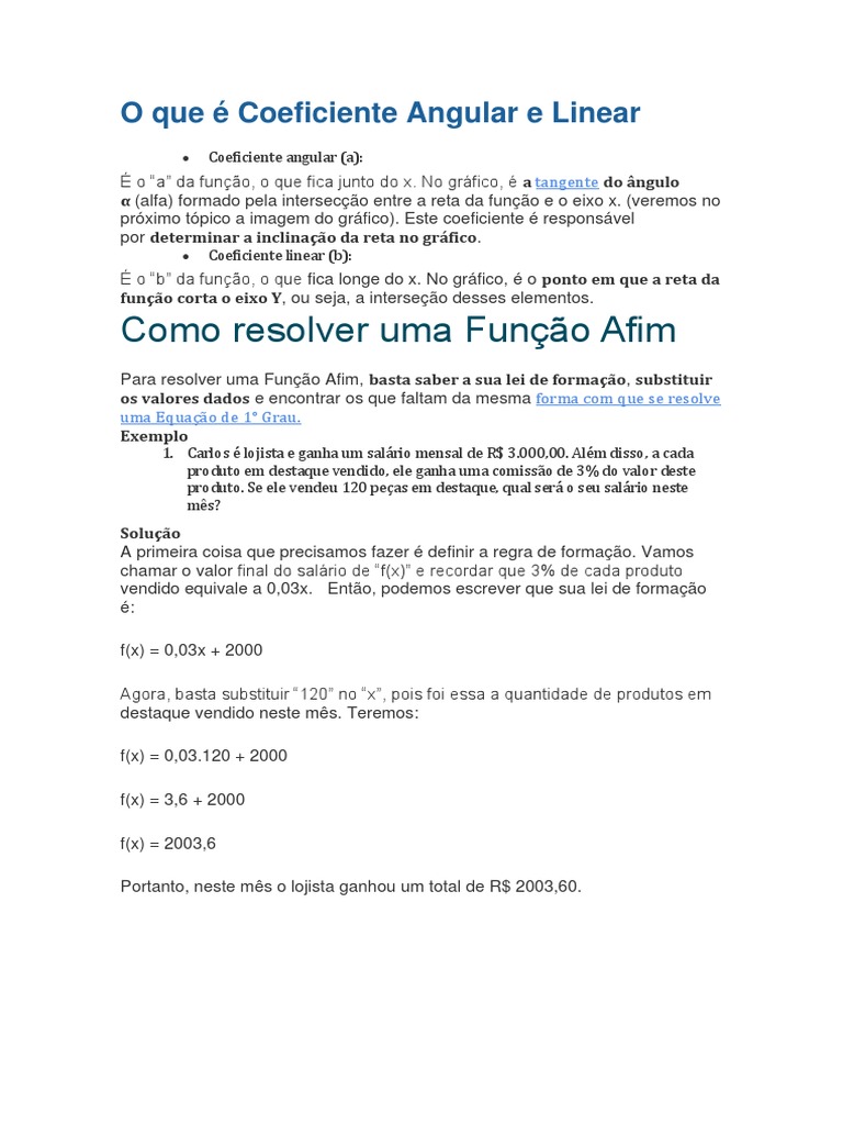 O Que É Coeficiente Angular e Linear | PDF | Métodos e Materiais de Ensino