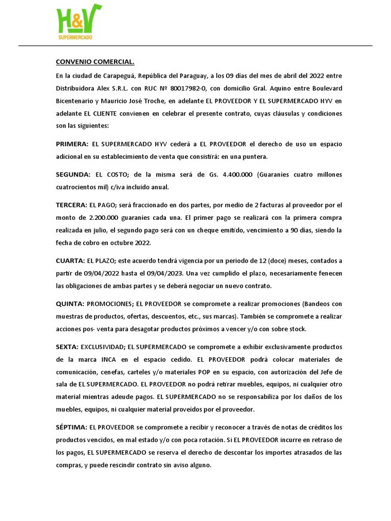 Convenio Comercial | PDF