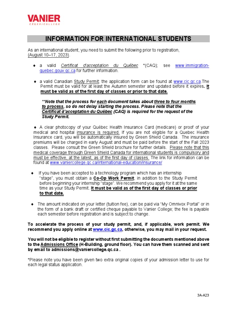 Information For International Students: WWW - Immigration-Quebec - Gouv ...