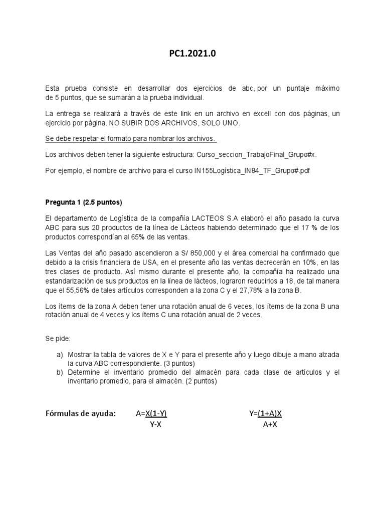 PC1 2021.0 Abc | PDF | Inventario | Economias