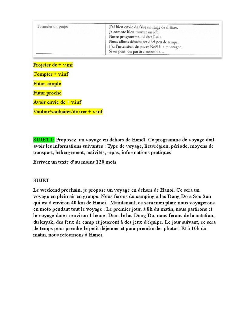 PE 2 Projet de Voyage | PDF