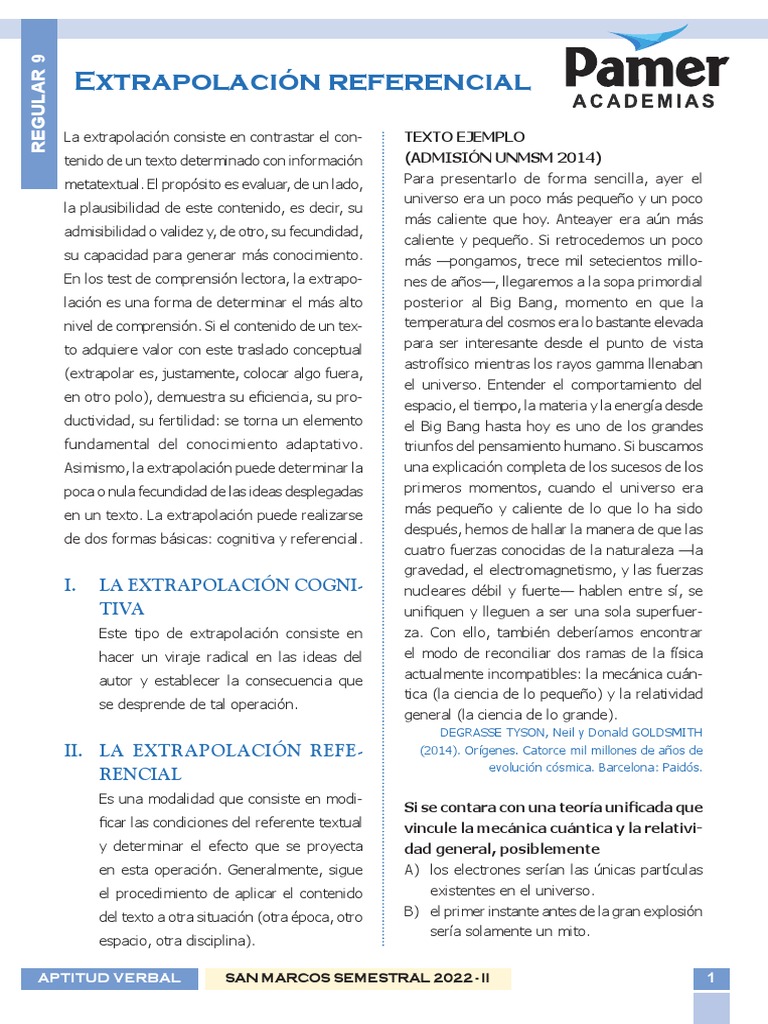 Aptitud Verbal - Reg 9 - Extrapolación Referencial | PDF | Imperio Inca | Big Bang