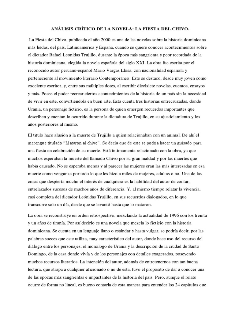 Análisis de "La Fiesta del Chivo" | PDF