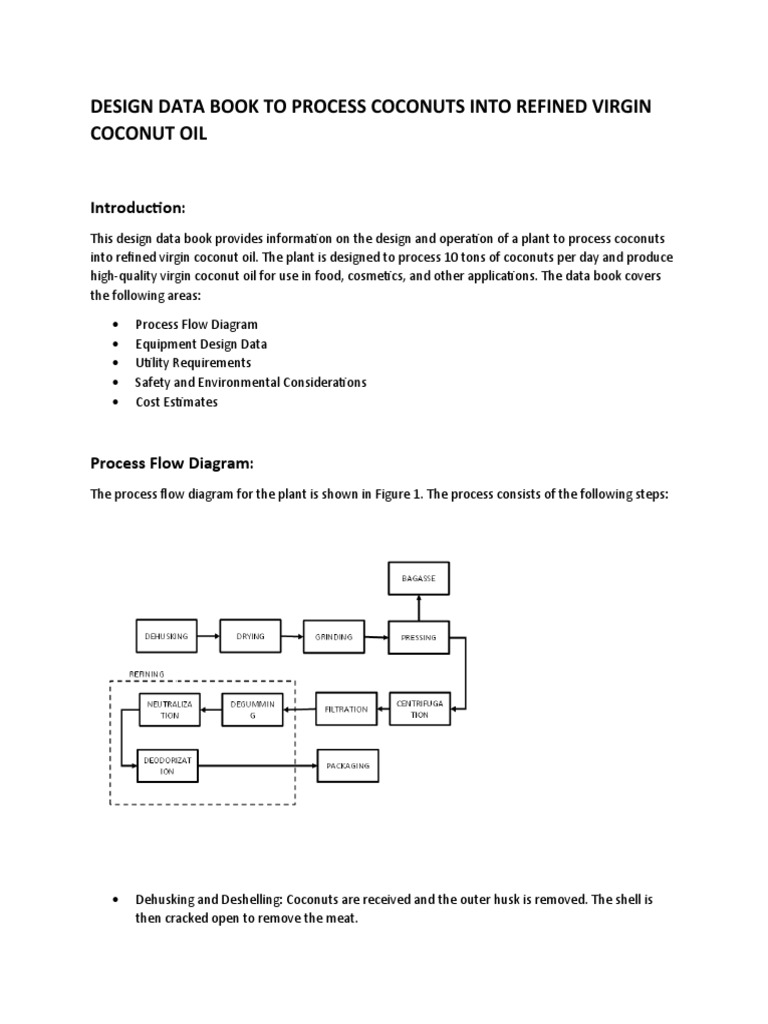 Design Data Book To Process Coconuts Into Refined Virgin Coconut Oil | PDF | Coconut Oil | Oil ...