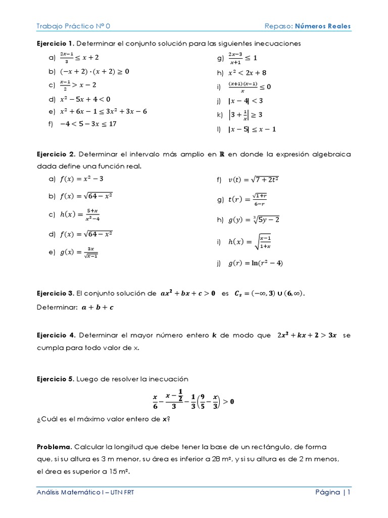 TP0 Repaso | PDF | Número Real | Intervalo (Matemáticas)