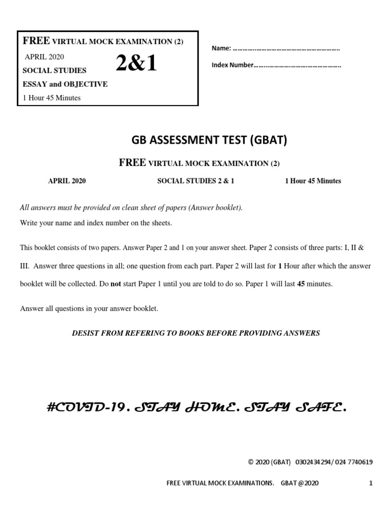 Gbat V Mock (2) Social-1 | Download Free PDF | Ghana | Separation Of Powers