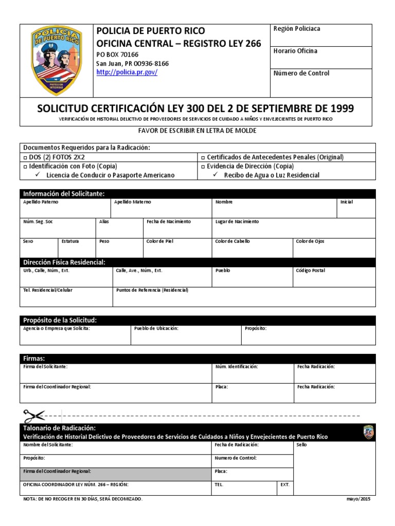 Formulario Solicitud Certificacion Ley 300 | PDF | Gobierno | Gobierno y personalidad