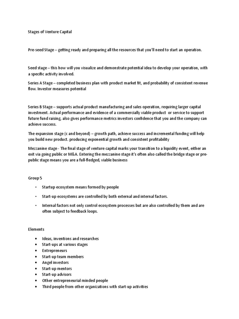 Stages Of Venture Capital Pdf Startup Company Small Business