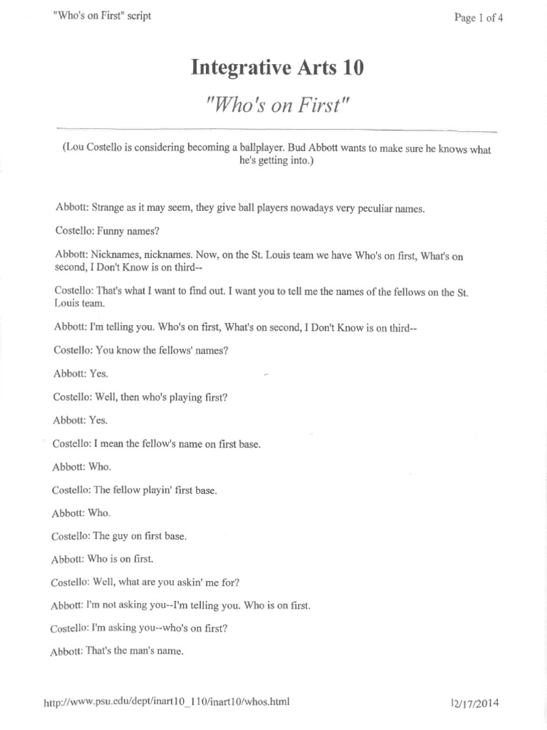 Whos On First | PDF