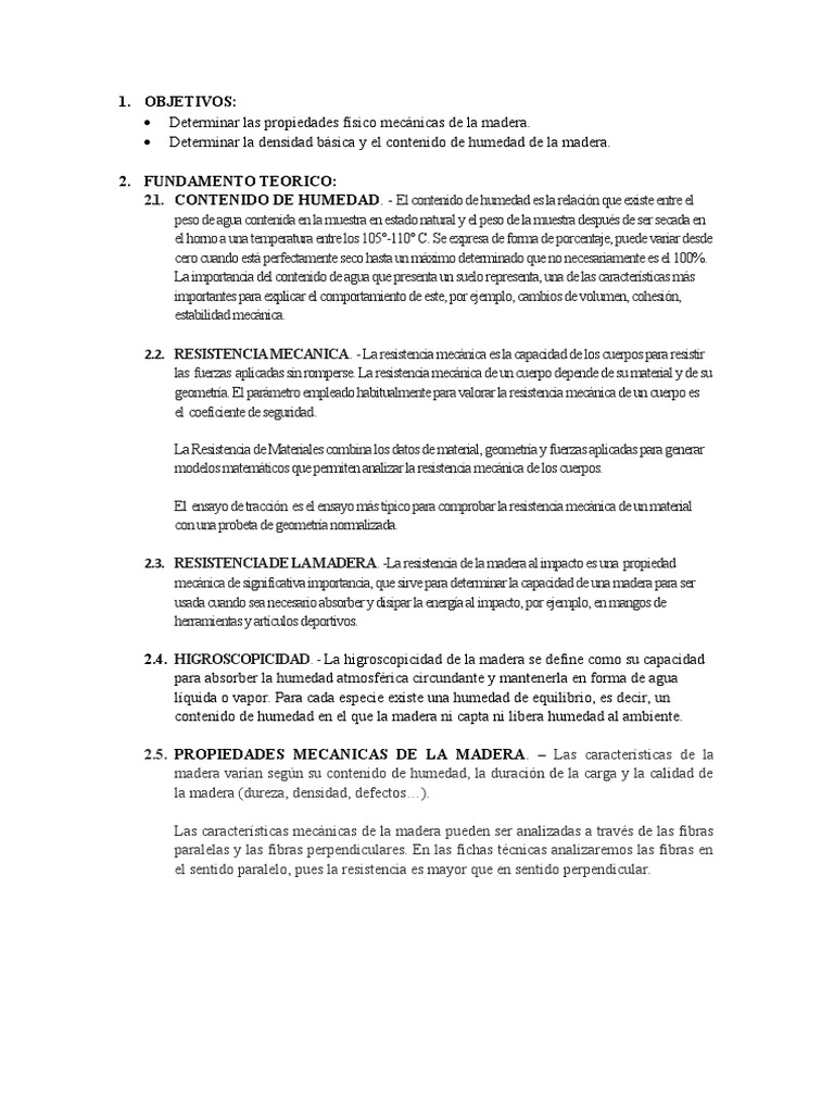Higroscopicidad y propiedades de la madera | PDF | Madera | Doblar