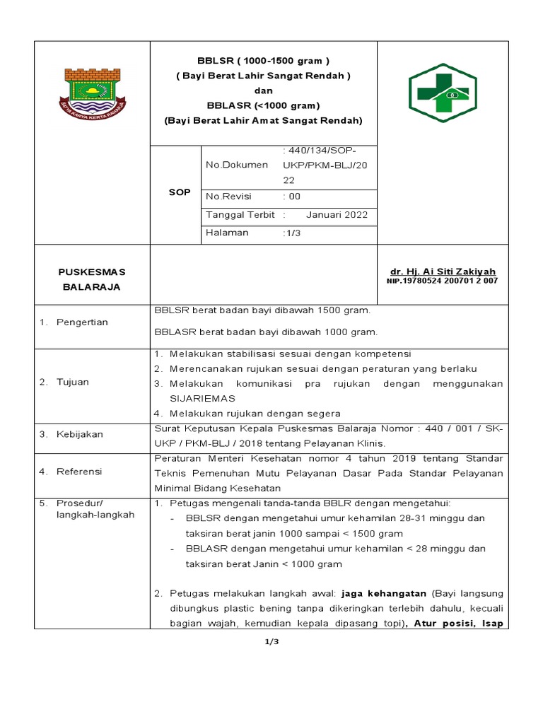 Prosedur Penanganan BBLR dan BBLASR | PDF