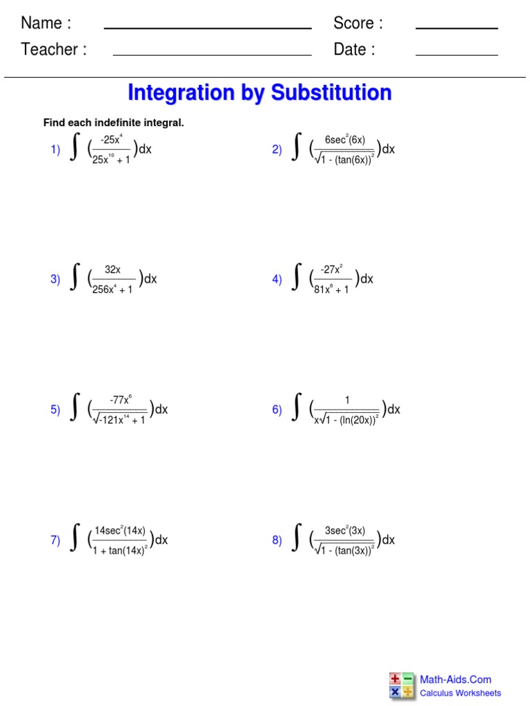 Indefinite Integrals: Substitution Method | PDF | Functions And ...