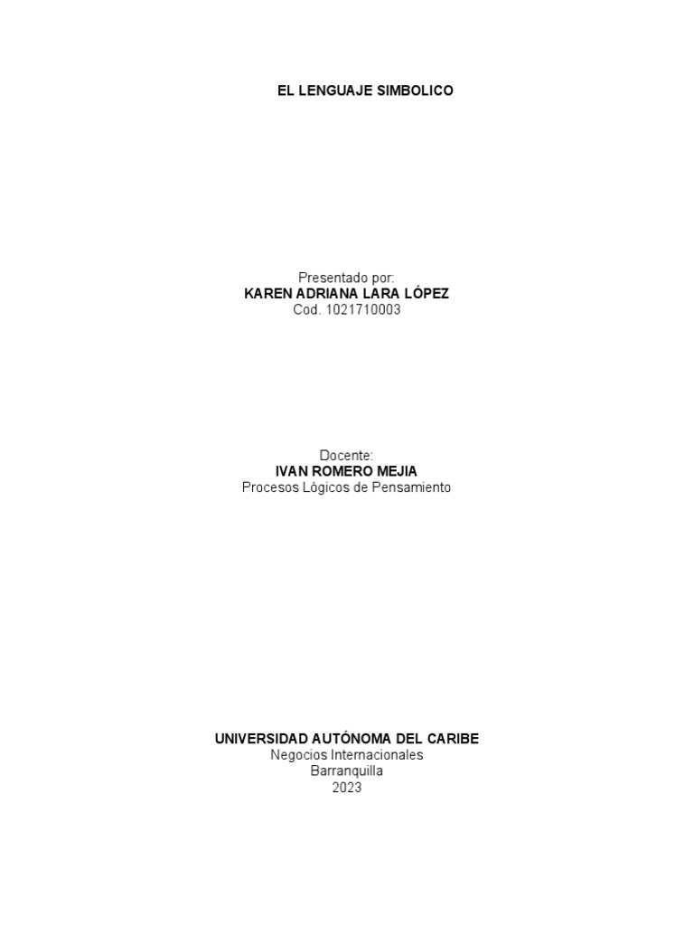 El Lenguaje Simbolico | PDF