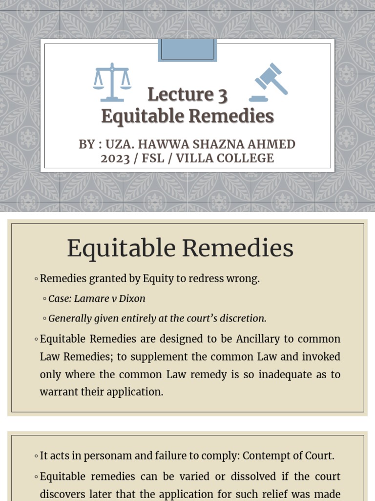 Equitable Remedies | Download Free PDF | Legal Remedy | Misrepresentation