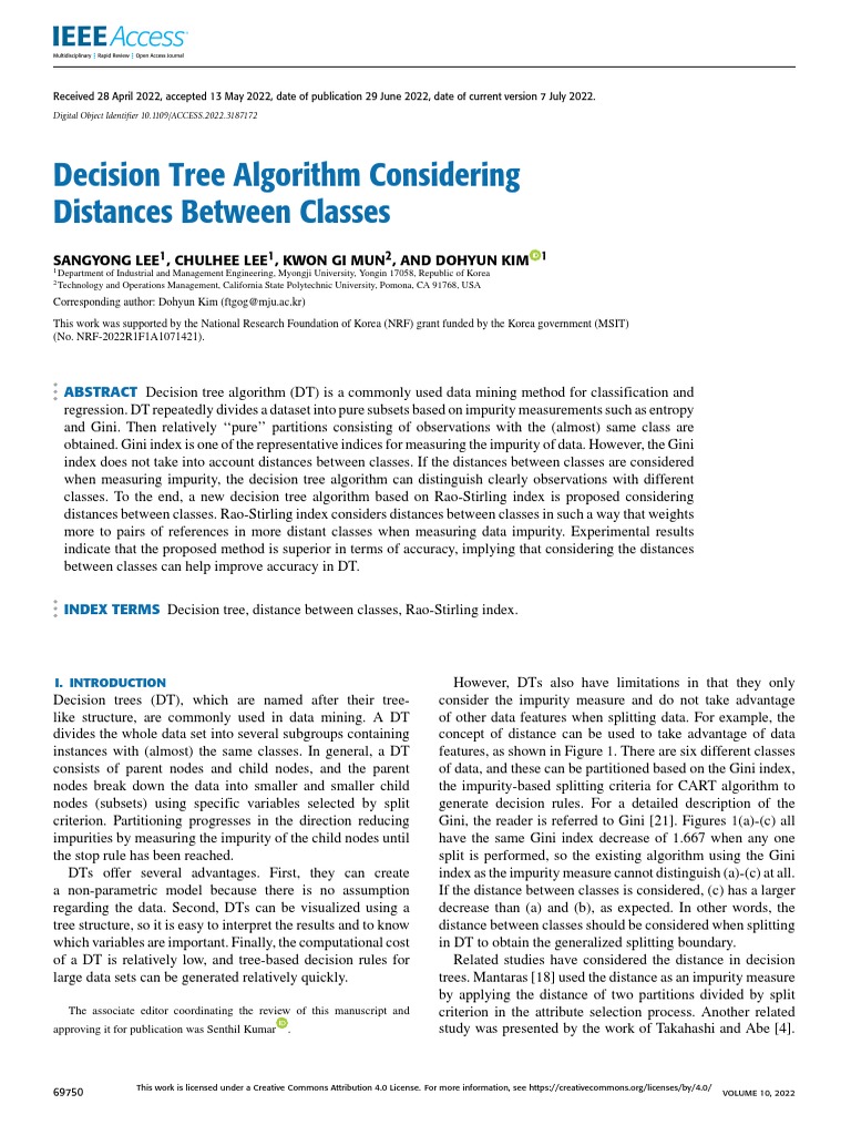 Decision Tree Algorithm Considering Distances Betw | Download Free PDF ...