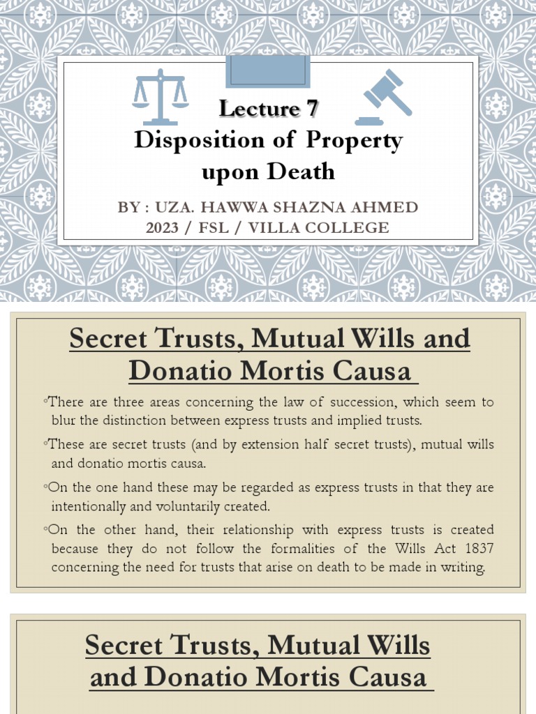 Disposition of Property Upon Death | PDF | Trust Law | Will And Testament