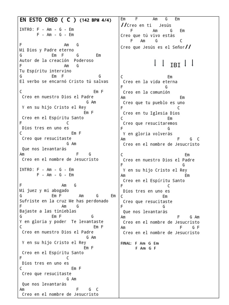 Letra de "En Esto Creo" - Hillsong | PDF | Jesús | Cristo (título)