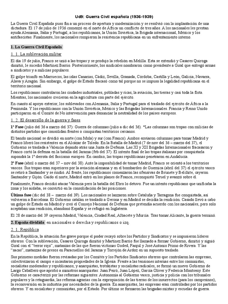 Ud 9 Historia | PDF | Francisco franco | guerra civil Española