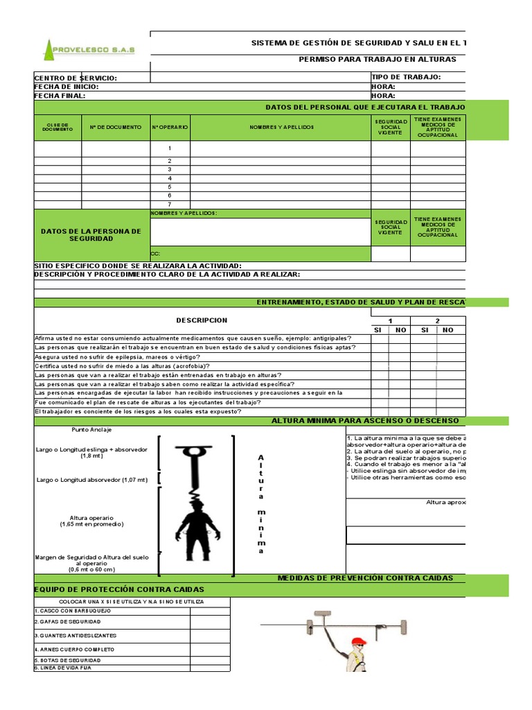 Pérmiso Trabajo en Alturas ... | Descargar gratis PDF | Andamio