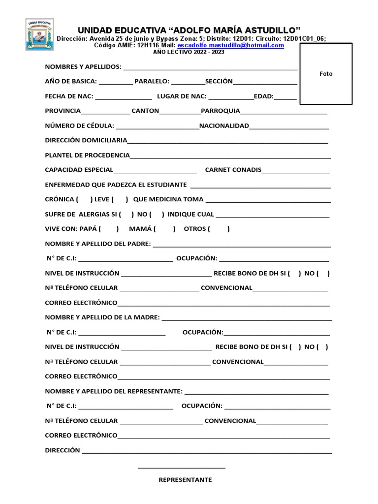 FICHA DE DATOS DE ESTUDIANTES (1) | PDF