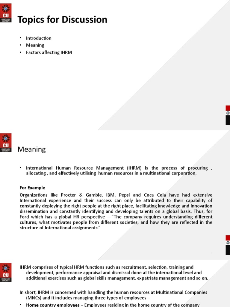 Lecture 3.1.1 PPT - Introduction To IHRM | PDF | Human Resource Management | Human Resources