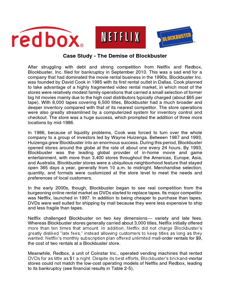 Case Study 1 - The Demise of Blockbuster | PDF | Netflix | Economies